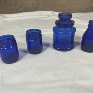 Vintage Vicks Vaporub Lidded Cobalt Blue Jar W Lid & 3 Vicks Bottle Lot ...