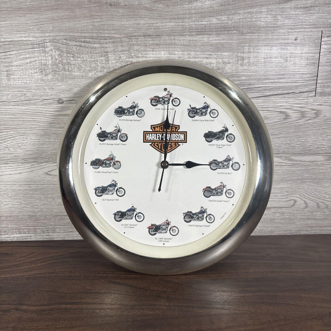 Vintage 2002 Harley Davidson Motorcycle Wall Clock Chrome Edge Time ...