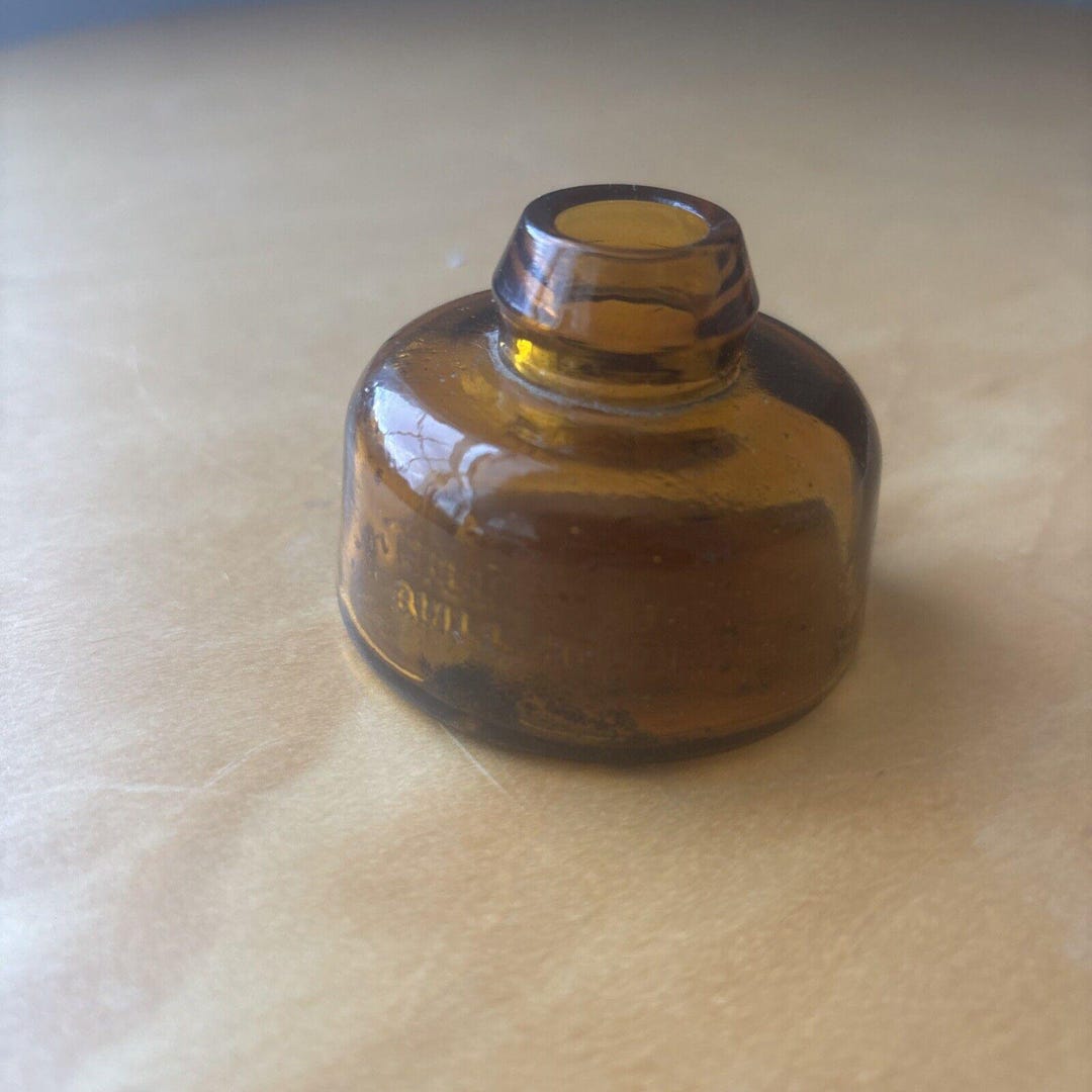 Vintage Williamsburg Quill Holder Amber Glass Inkwell Bottle - Etsy