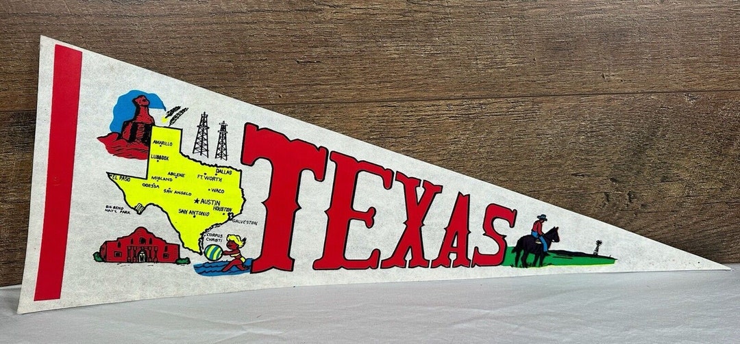 Vintage Texas Pennant Felt State Banner Big Bend Park Corpus Christi ...