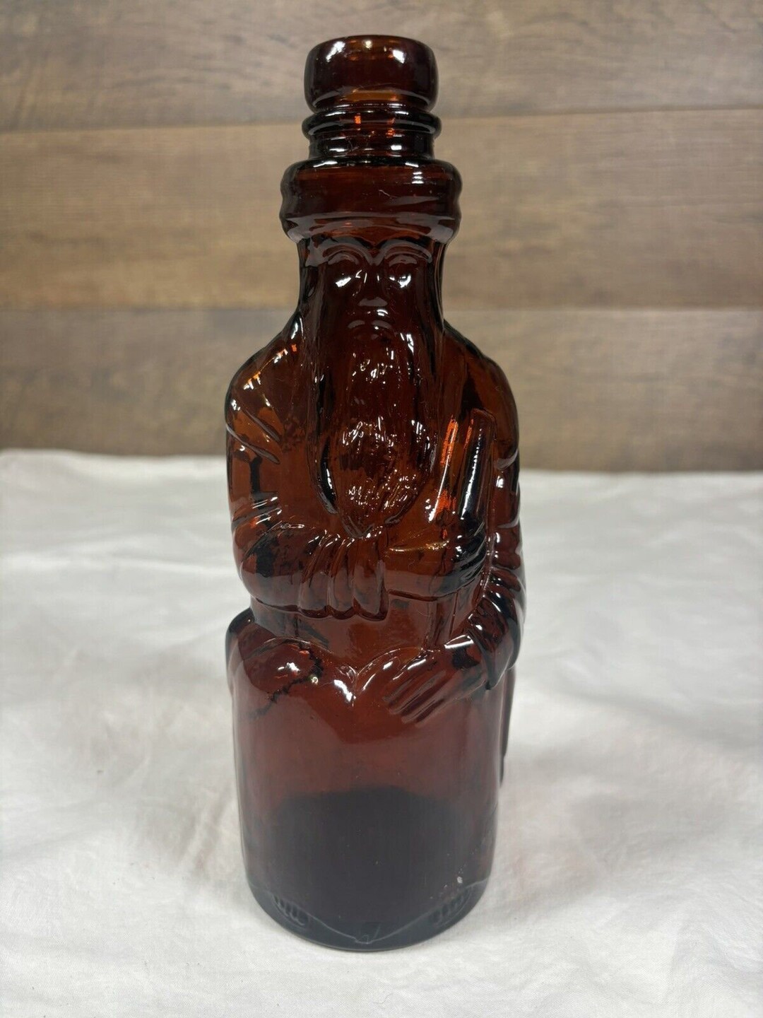 Vintage Hiram Ricker & Sons Figural Bottle Decanter Fac-simile Amber 8. ...