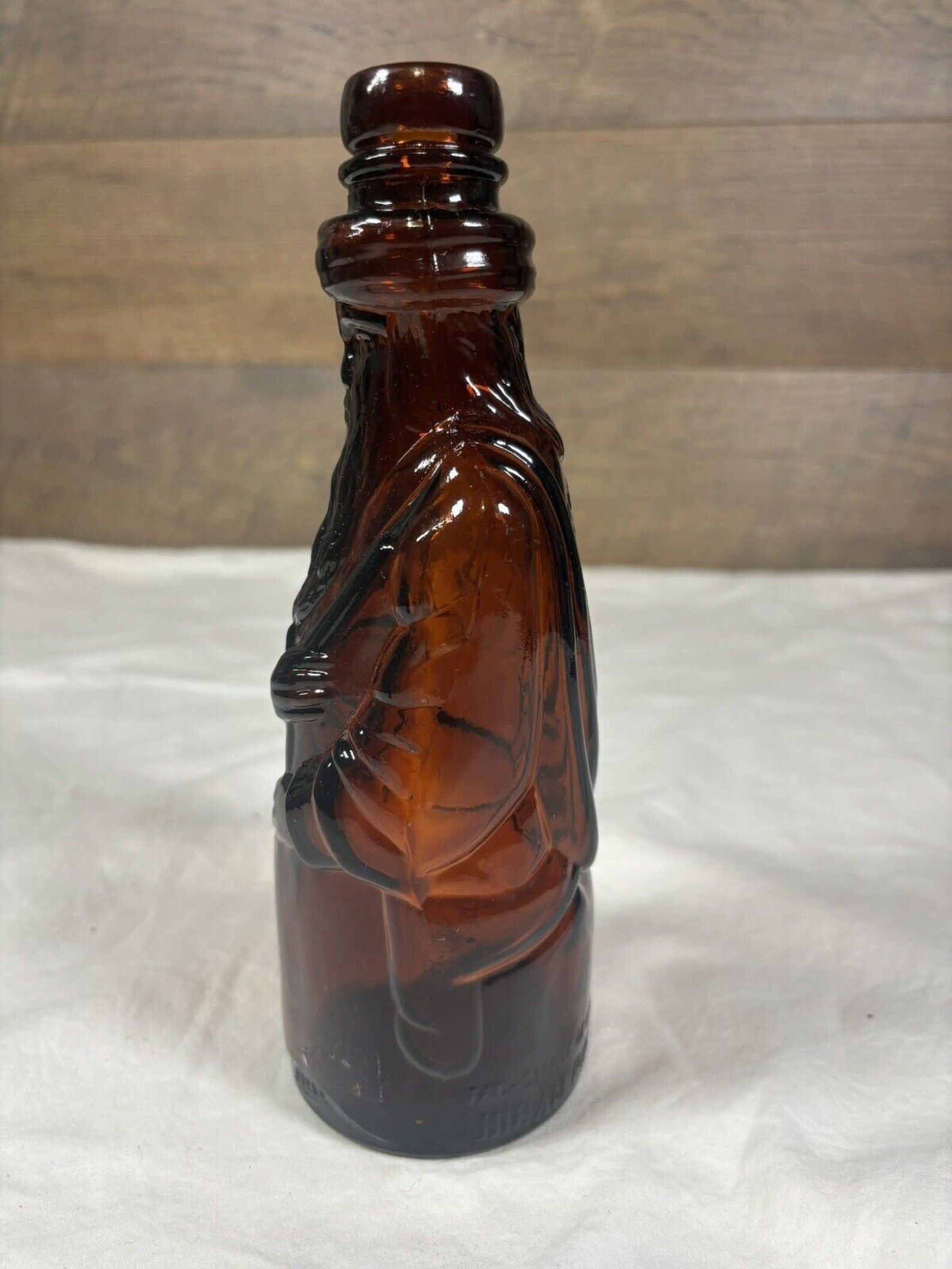 Vintage Hiram Ricker & Sons Figural Bottle Decanter Fac-simile Amber 8. ...