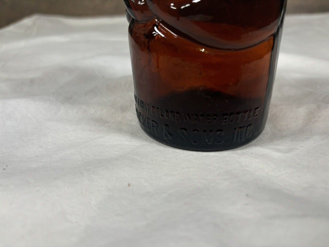 Vintage Hiram Ricker & Sons Figural Bottle Decanter Fac-simile Amber 8. ...