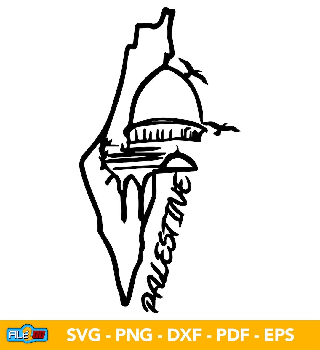 PALESTINE Map Svg | Dome of the Rock (masjid Al Aqsa) Laser Cut File ...