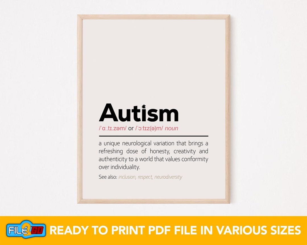 Autism Definition Print | Minimalist Neurodiversity Wall Art | Autism ...