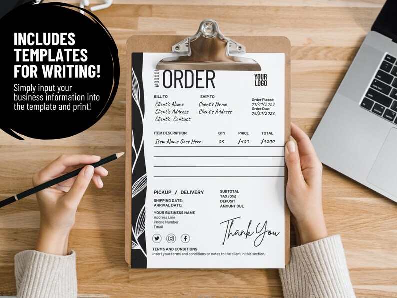 Small Business Forms Editable Billing Order, Invoice, Receipt Forms for ...