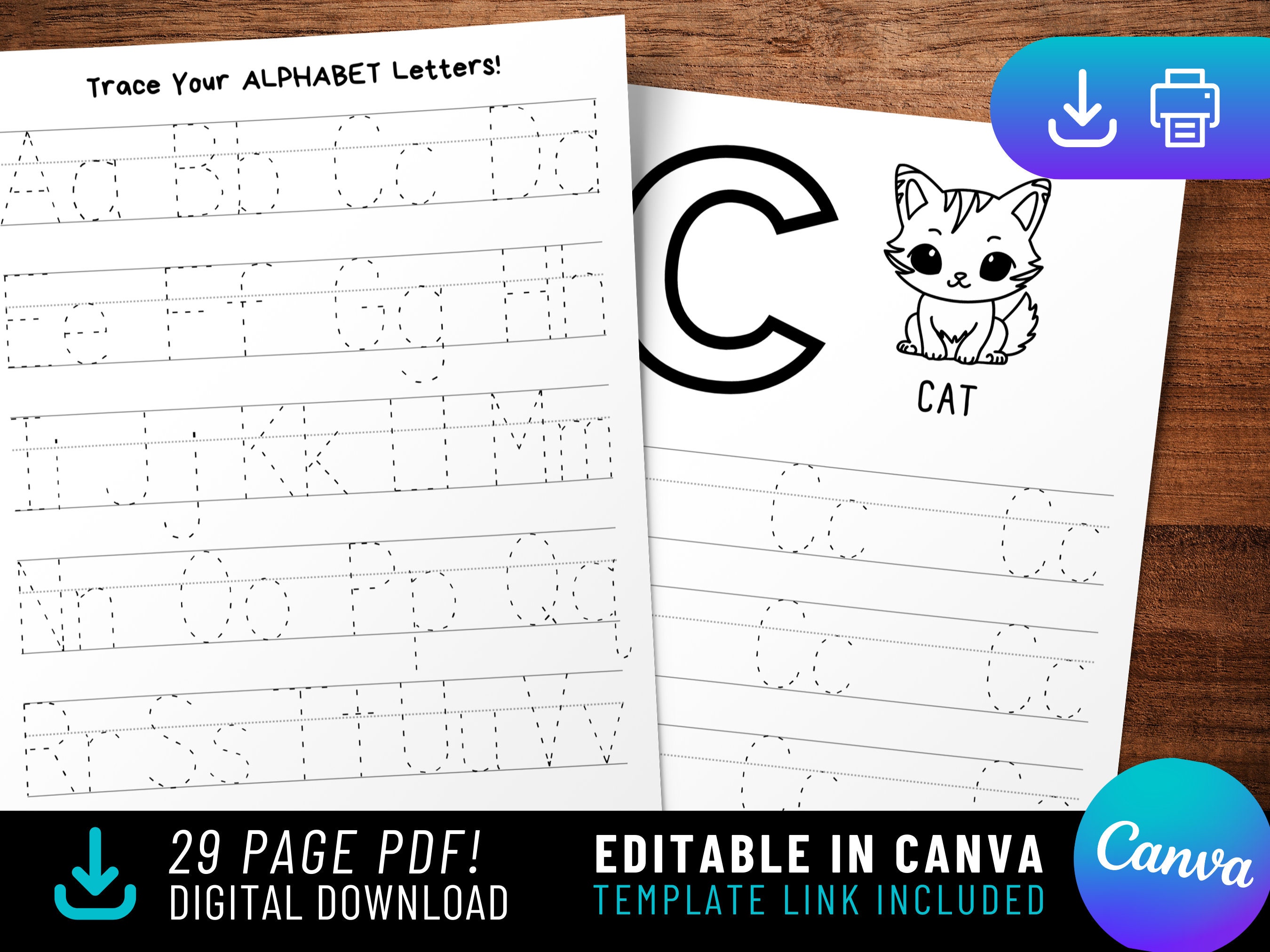 Printable Lettering Worksheets Lettering Practice Preschool - Etsy