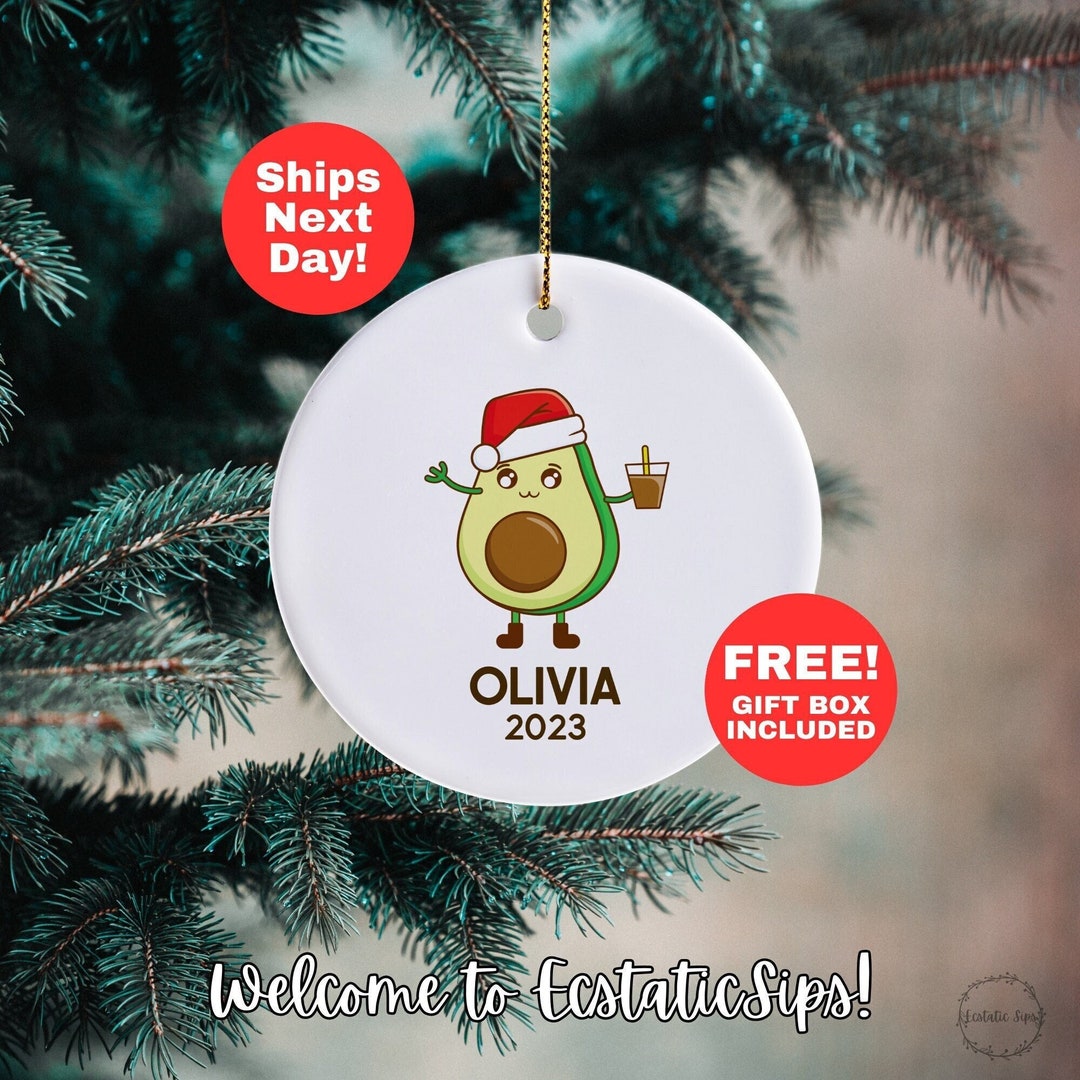 Personalized Fun Avocado Ornament, Cute Avocado Lovers Christmas Gift ...