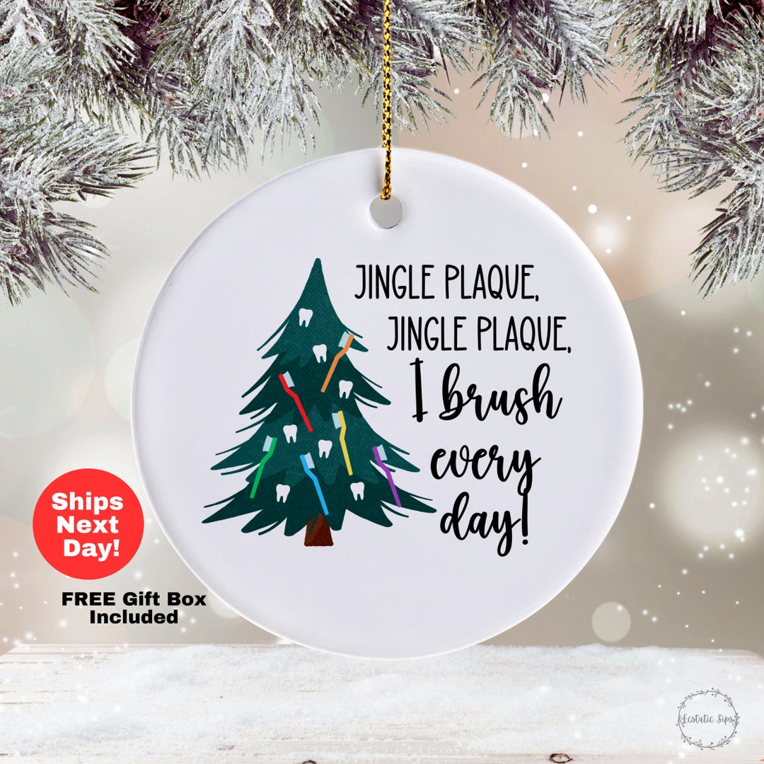 Dentist Jingle Plaque Toothbrush Christmas Tree Ornament, Dental ...