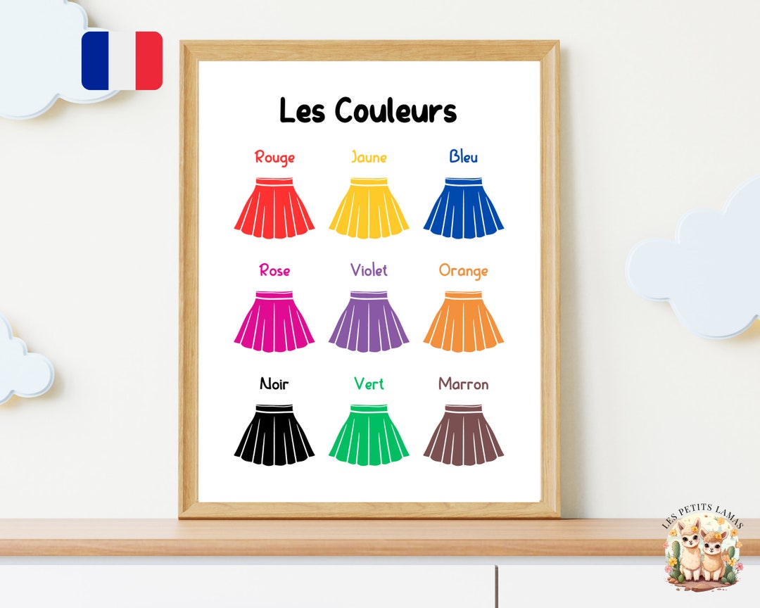 Educational Poster to Learn Colors in French. Preschool Learning for ...