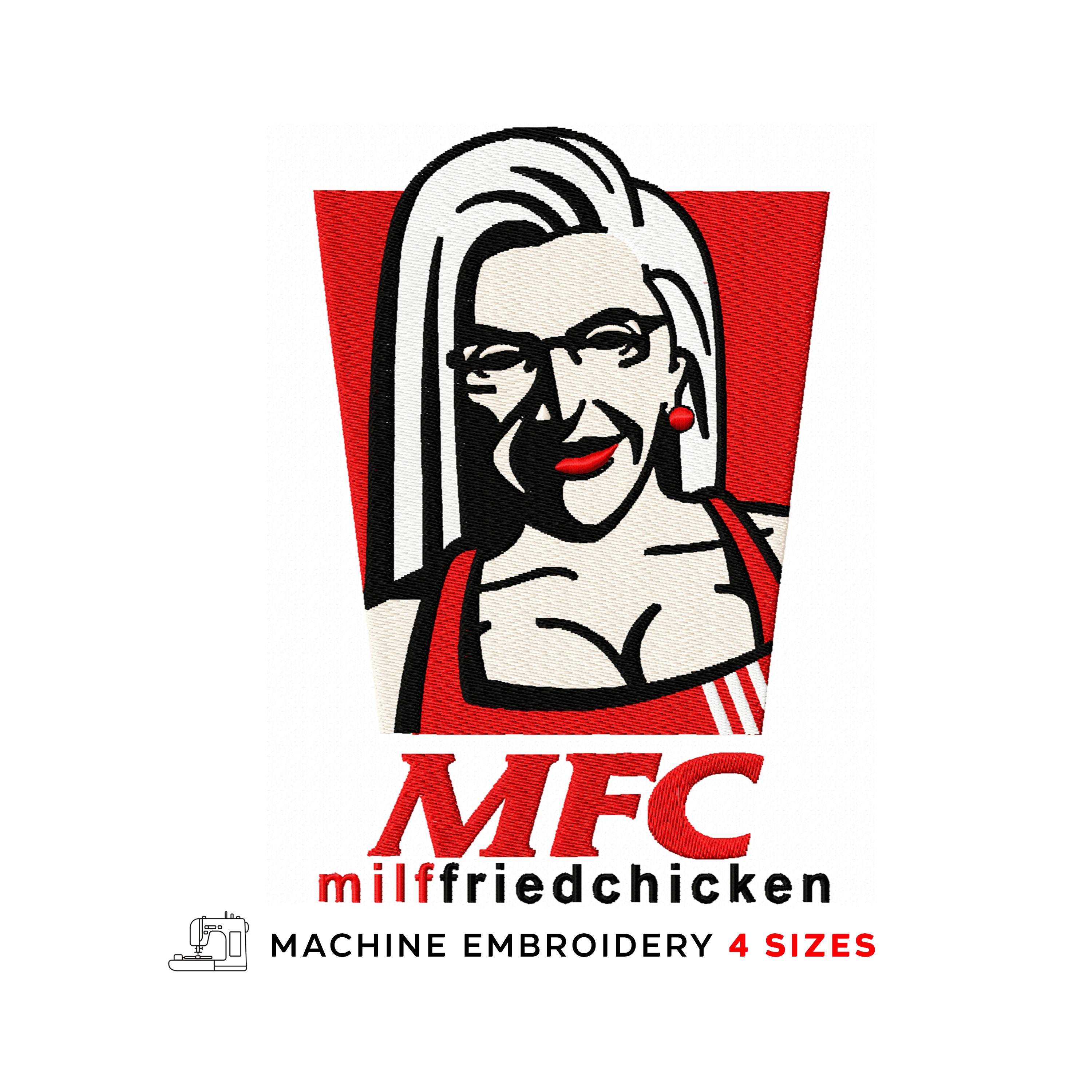 Milf Fried Chicken Embroidery Designs, Humorous Embroidery Pattern ...