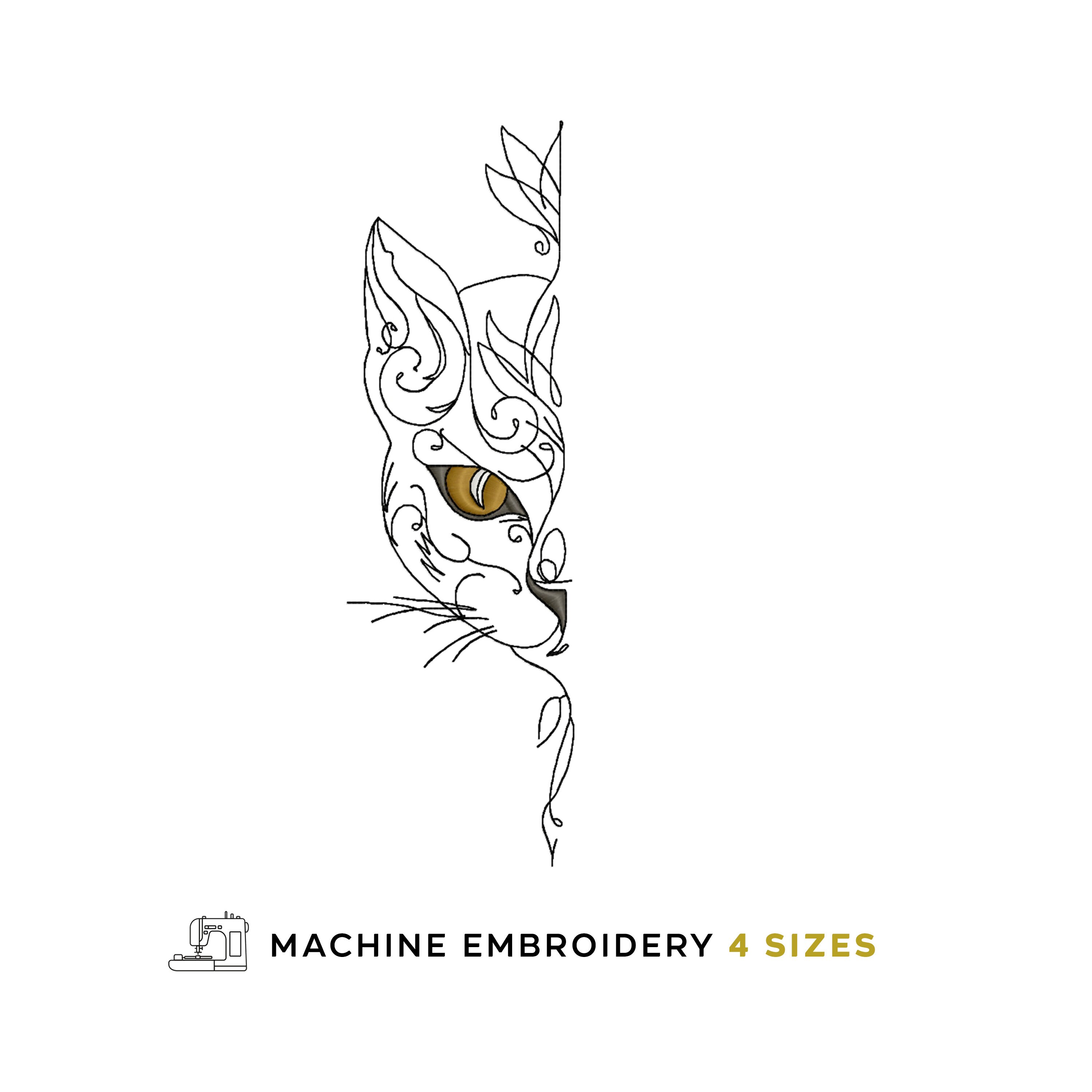 Cat Machine Embroidery Desings, One Line Art Cat Embroidery Desings ...