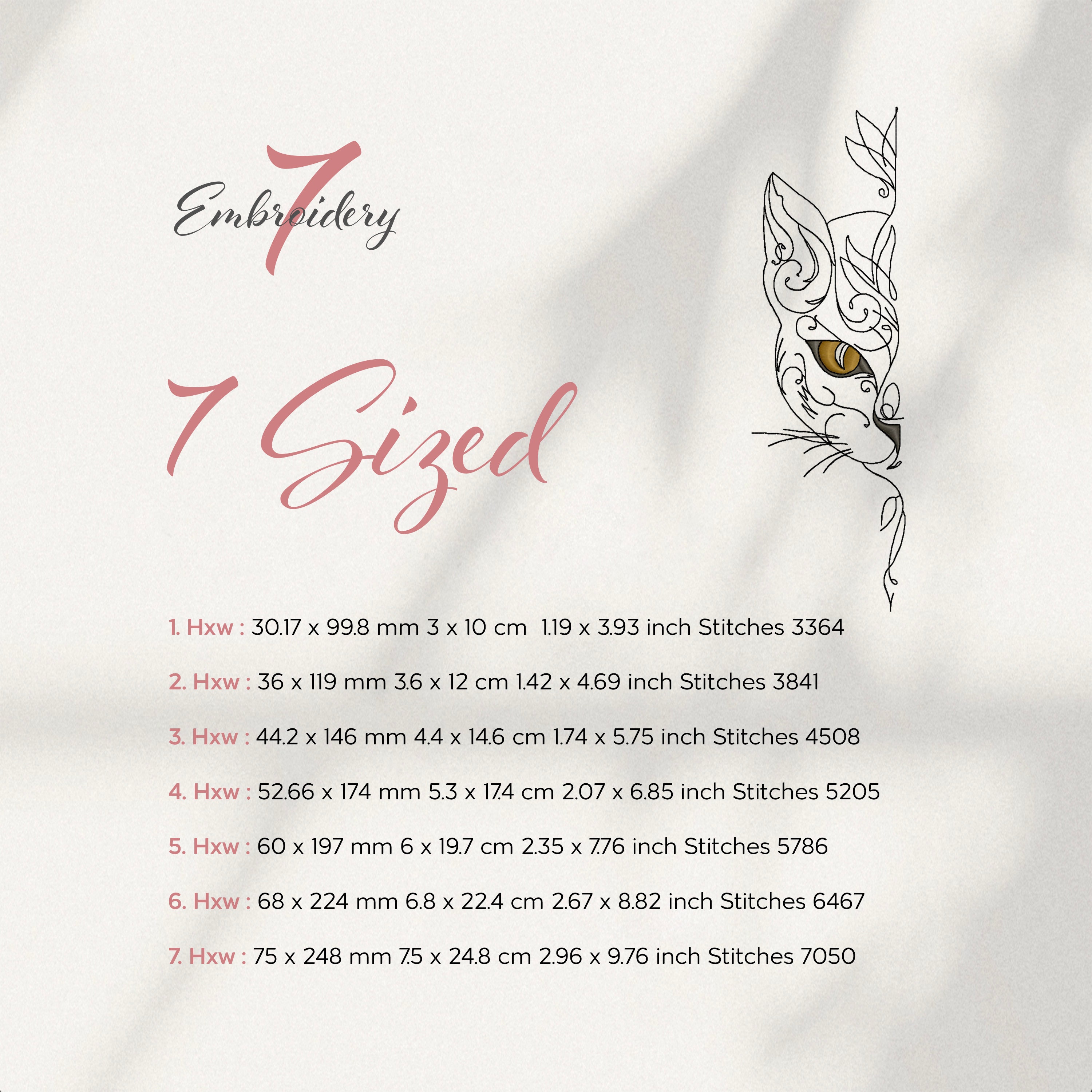 Cat Machine Embroidery Desings, One Line Art Cat Embroidery Desings ...