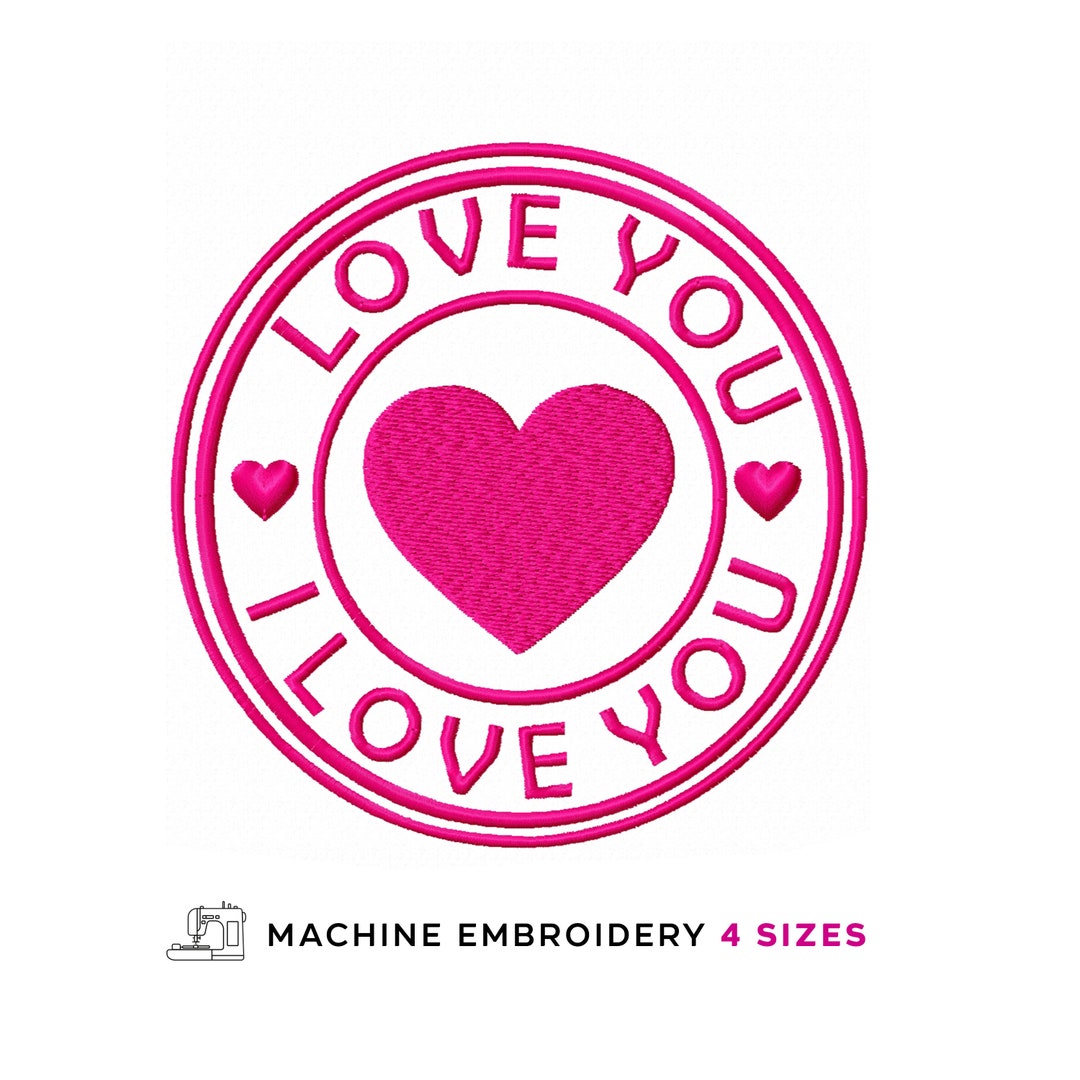 I Love You Logo Badge Machine Embroidery Designs, Valentine's Day ...