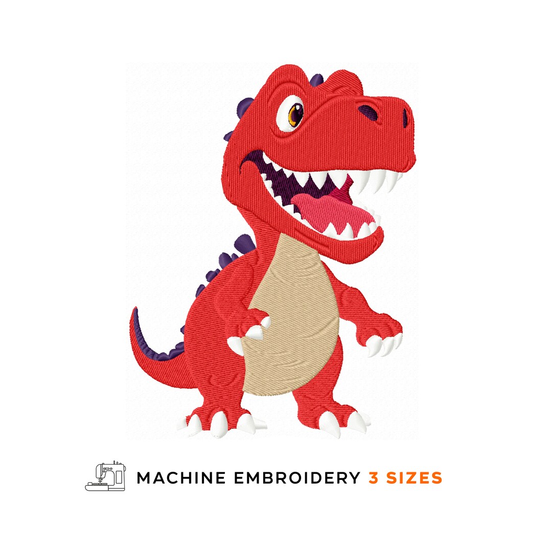 T-rex Embroidery, Dinosaur Machine Embroidery Pattern, Animal ...