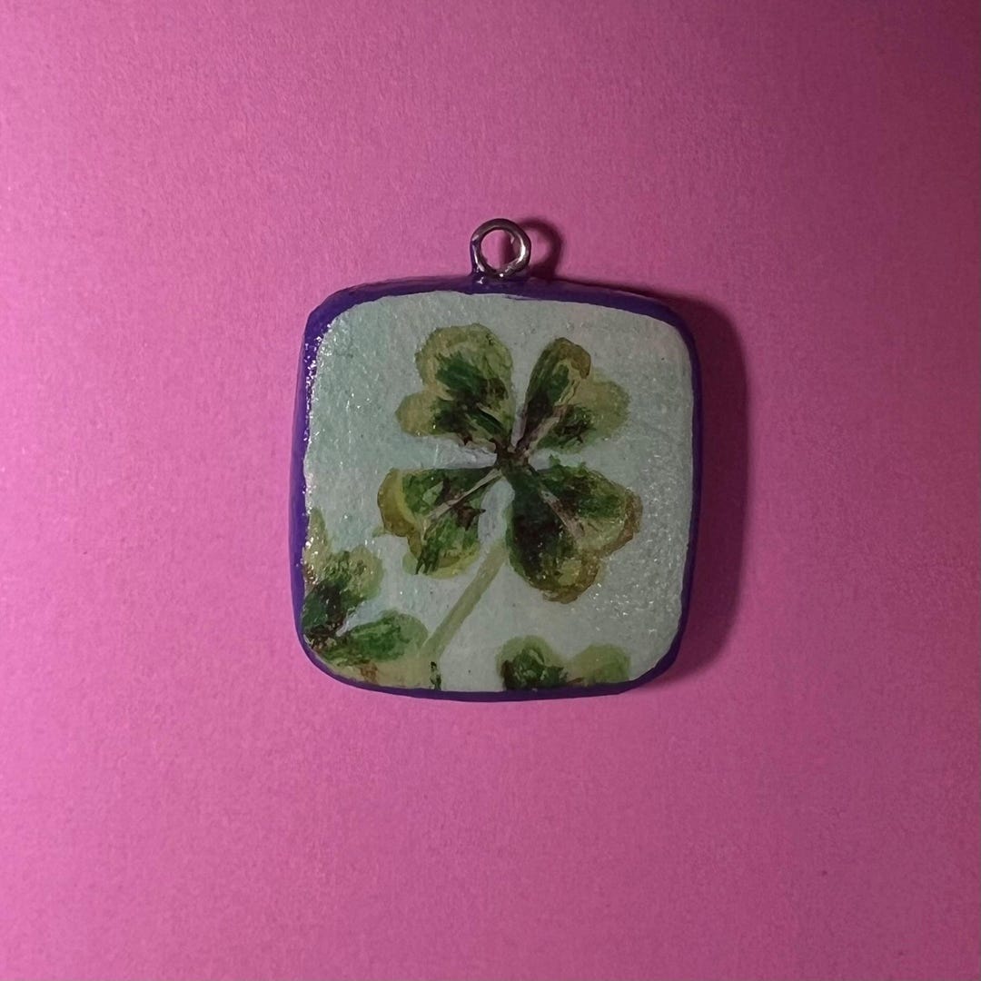 Four Leaf Clover Hand-painted Clay Charm - Etsy