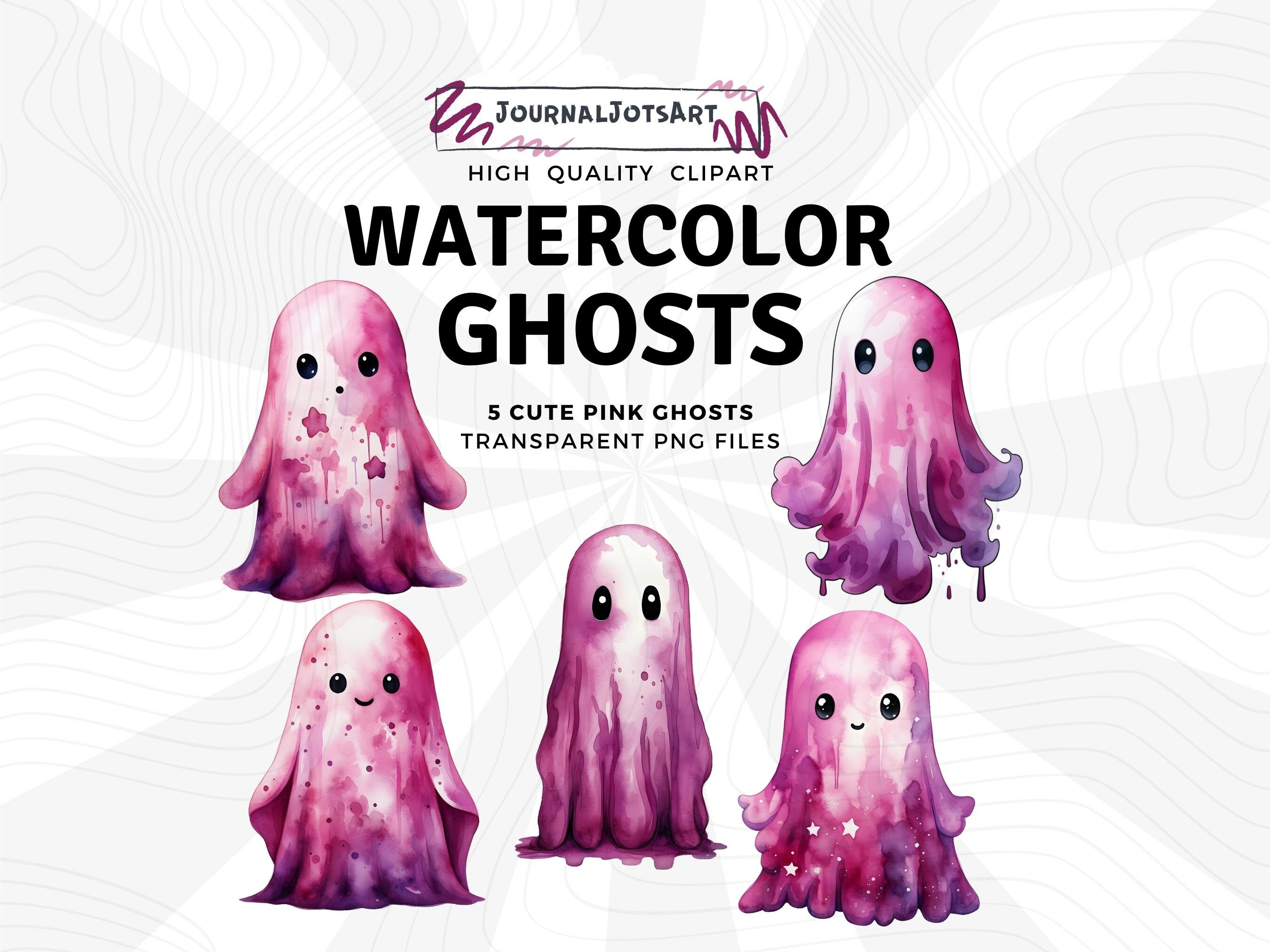Cute Pink Ghosts Clipart Set - Unique Halloween PNG Digital Downloads ...