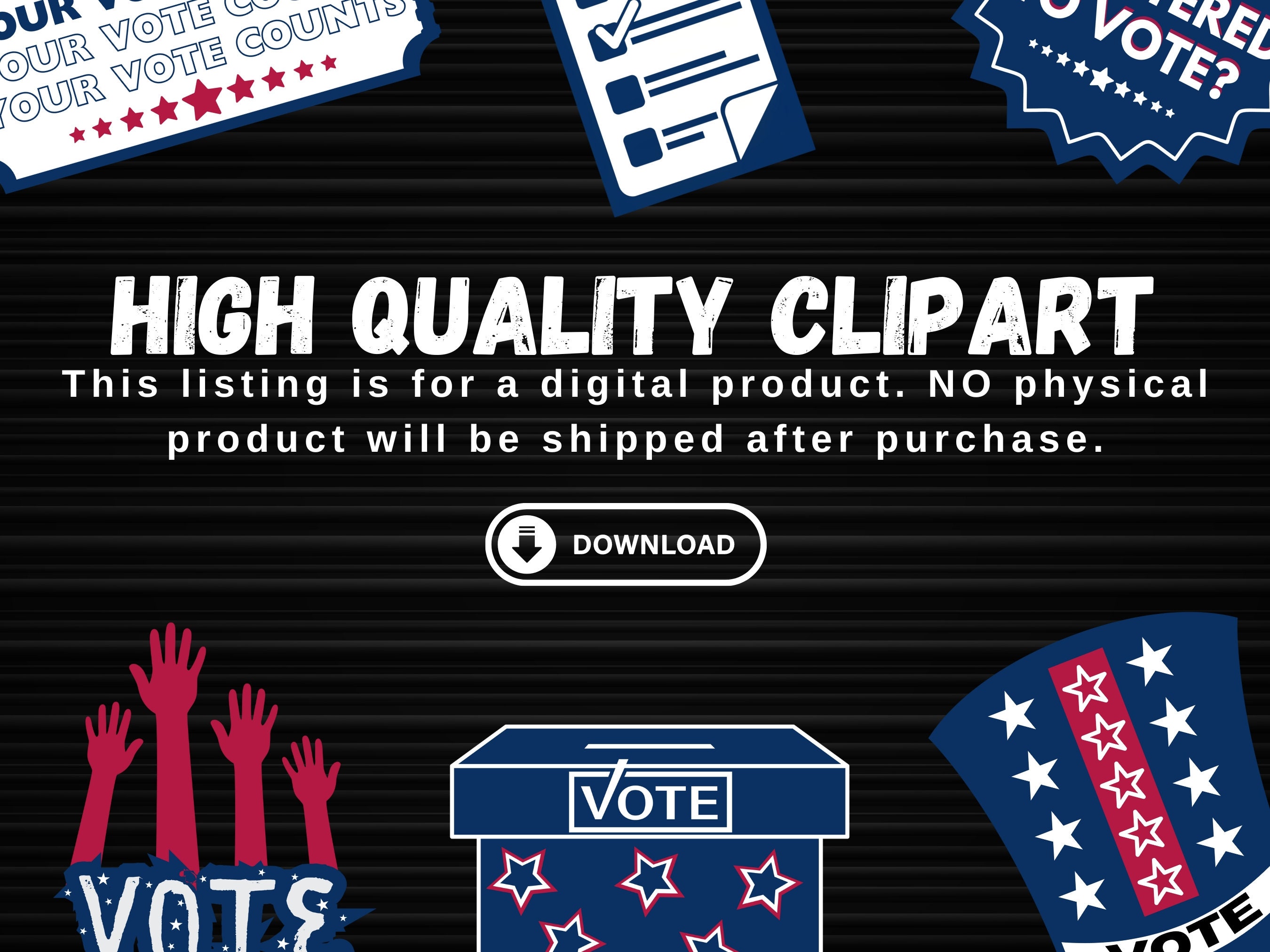 Election Themed Clipart Bundle: 10 Transparent PNG Icons in U.S. Flag ...