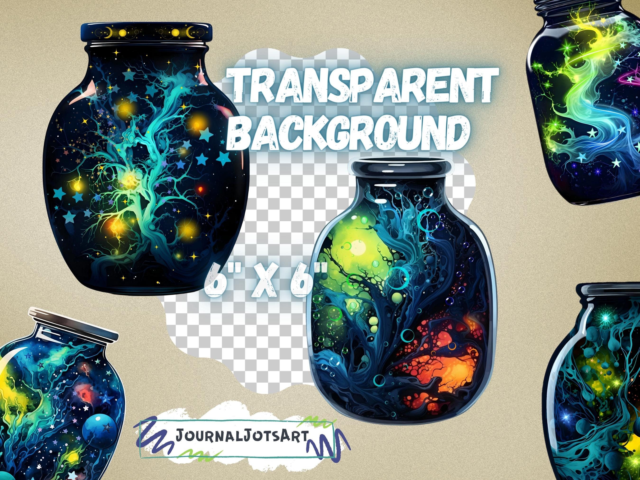 Galaxy Jars Clipart Set, Transparent PNG Instant Digital Download Art ...