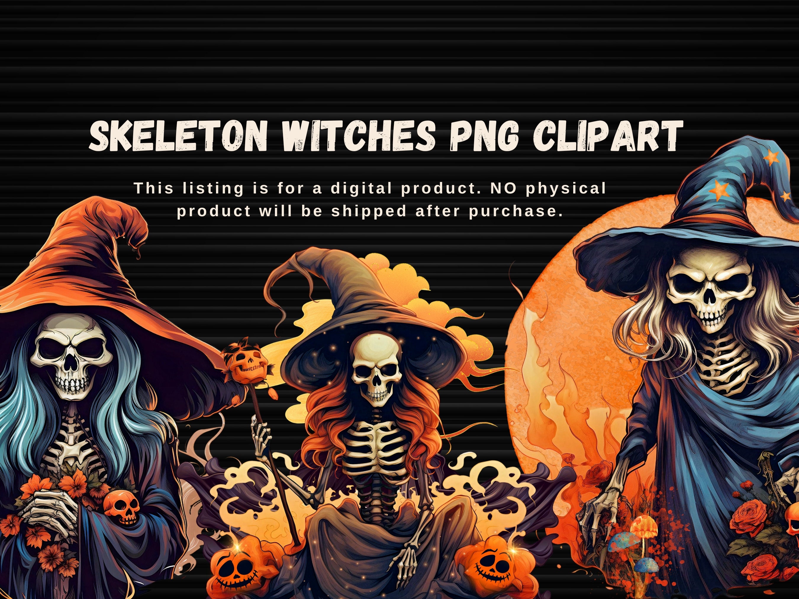 Halloween Skeleton Witches Clipart Bundle, Instant Digital Download - Etsy
