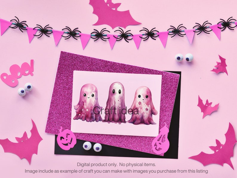 Cute Pink Ghosts Clipart Set - Unique Halloween PNG Digital Downloads ...