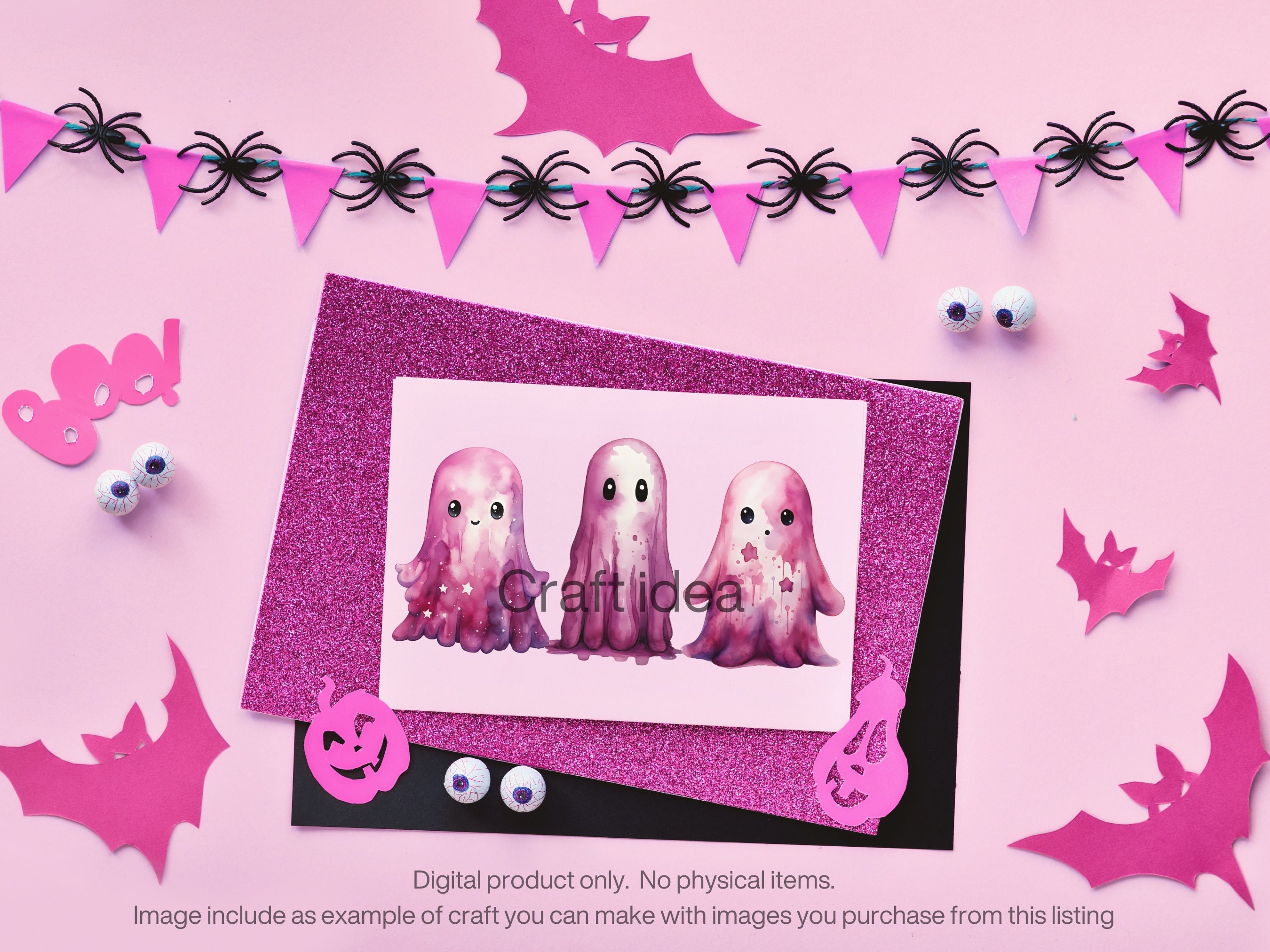 Cute Pink Ghosts Clipart Set - Unique Halloween PNG Digital Downloads ...
