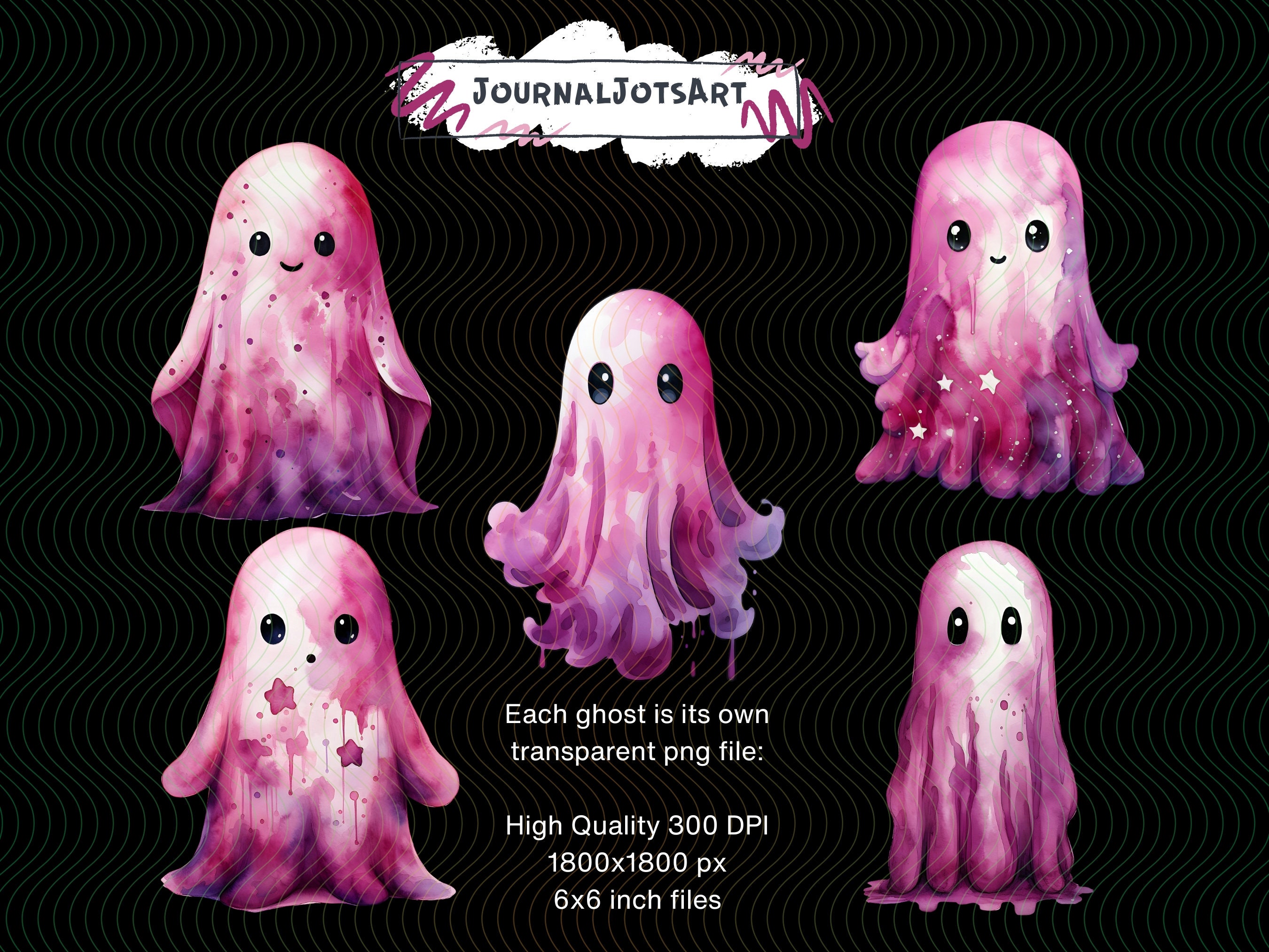 Cute Pink Ghosts Clipart Set - Unique Halloween PNG Digital Downloads ...
