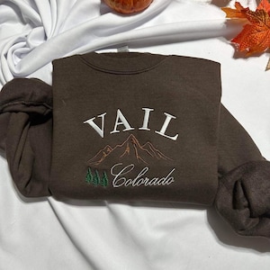 Vail Colorado Embroidered Sweatshirt: Mountain Adventure Style - Etsy