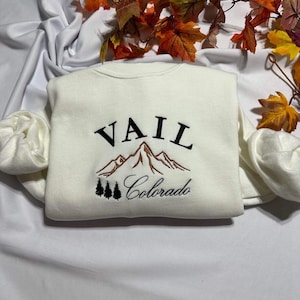 Vail Colorado Embroidered Sweatshirt: Mountain Adventure Style - Etsy