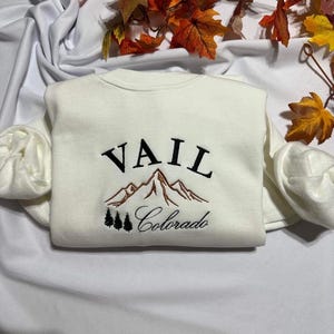 Vail Colorado Embroidered Sweatshirt: Mountain Adventure Style - Etsy