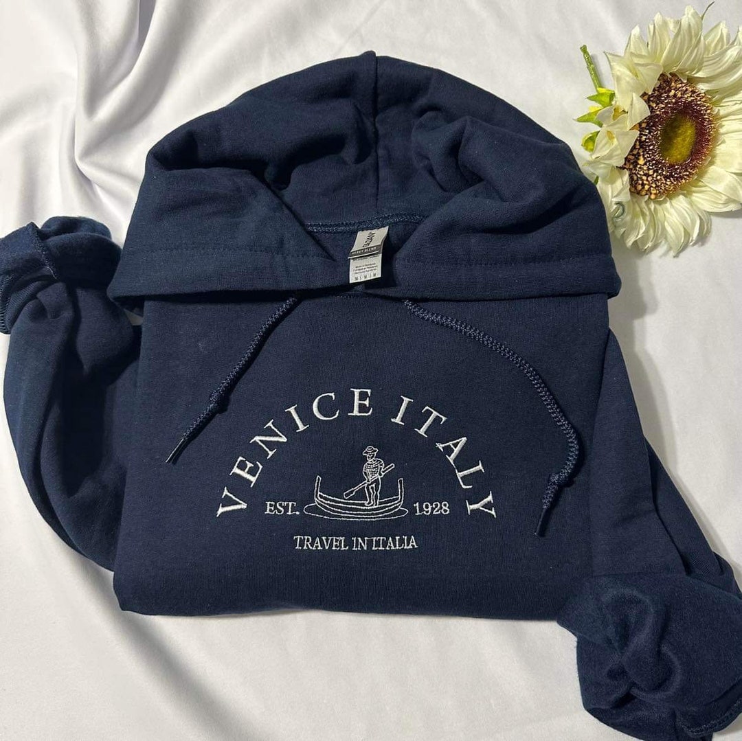 Venice Italy Embroidered Hoodie: Travel Sweatshirt - Etsy