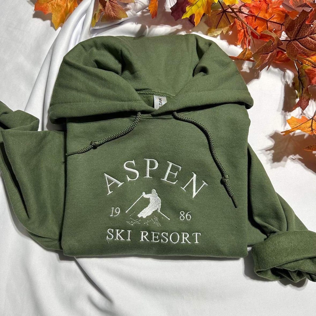 Aspen Colorado Embroidered Hoodie Aspen Ski Resort Embroidered Hoodie ...