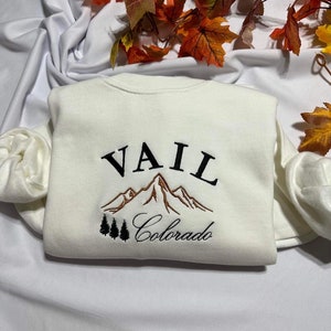 Vail Colorado Embroidered Sweatshirt: Mountain Adventure Style - Etsy