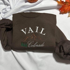 Vail Colorado Embroidered Sweatshirt: Mountain Adventure Style - Etsy