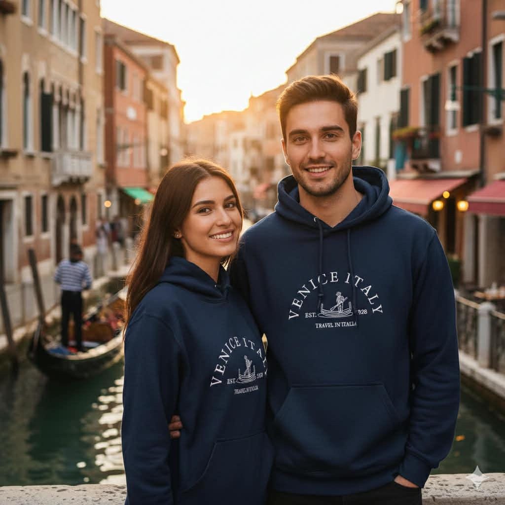 Venice Italy Embroidered Hoodie: Travel Sweatshirt - Etsy