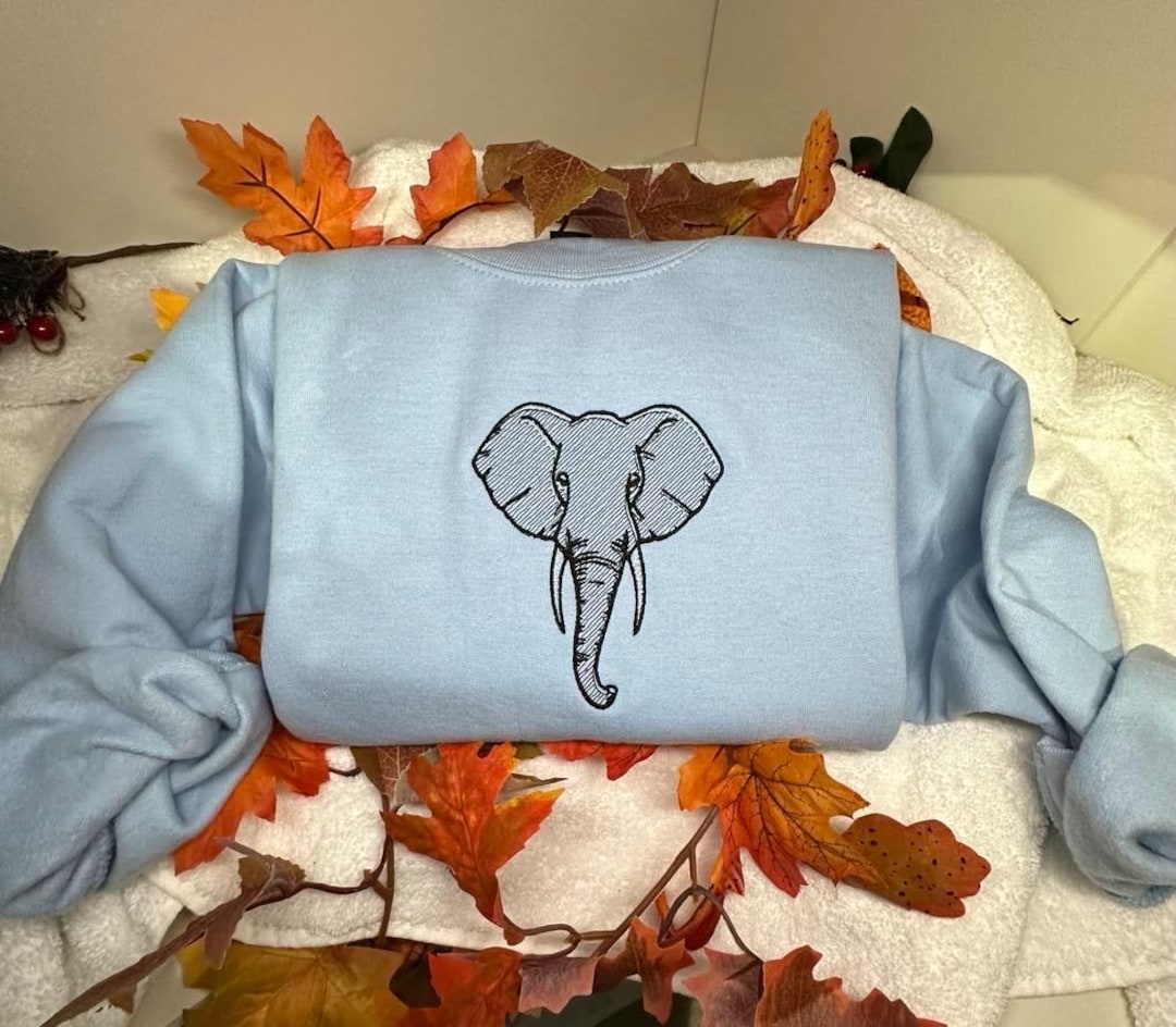 Embroidered Elephant Sweatshirt - Soft & Stylish Animal Lover ...