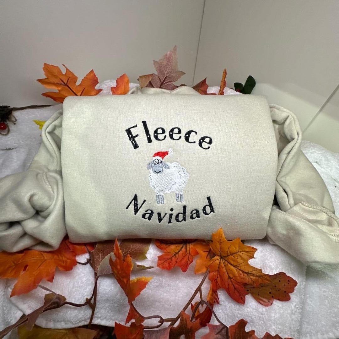 Fleece Navidad Embroidered Sweatshirt –trendy Holiday/ Christmas Winter ...