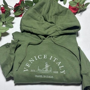 Venice Italy Embroidered Hoodie: Travel Sweatshirt - Etsy