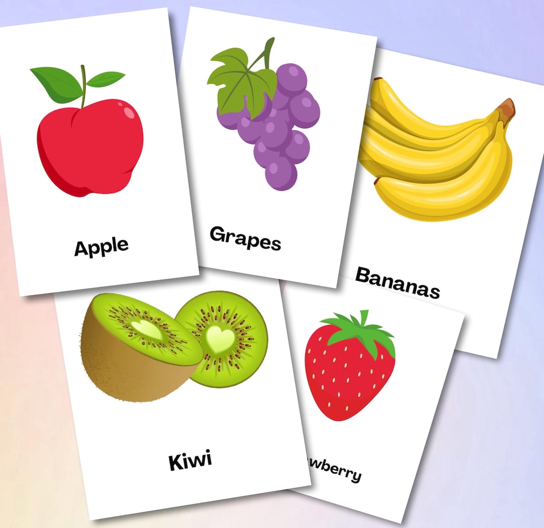 Printable Flashcards 9 Fruit Cards Colorful Learning Tool for Kids ...