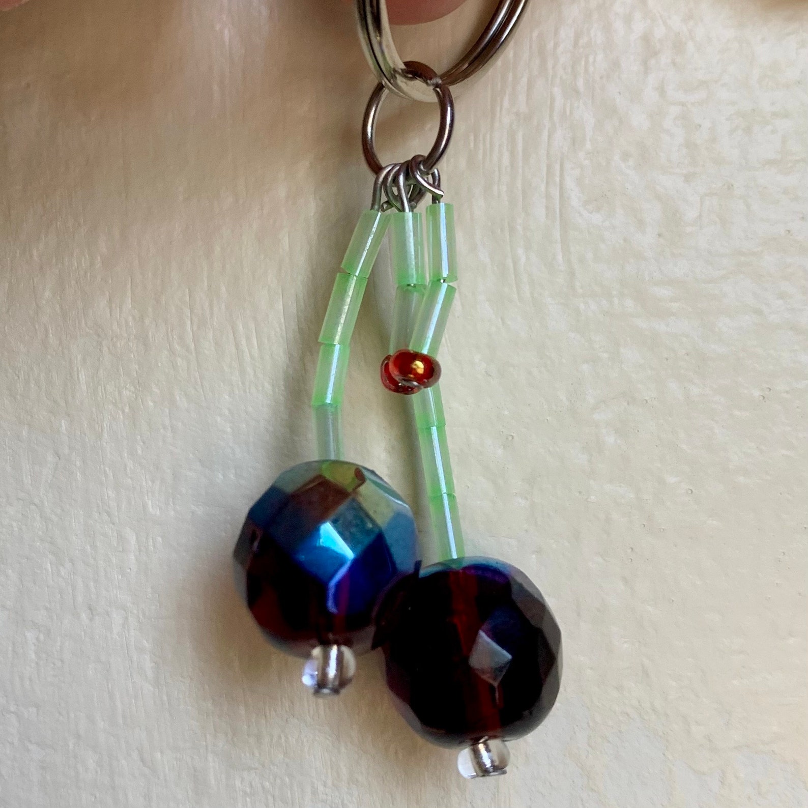 Beaded Cherry Keychains - Etsy