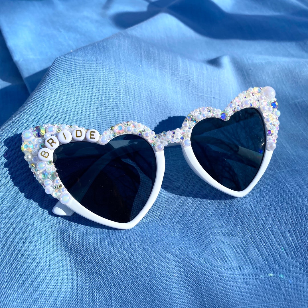 Customizable Bridal & Bachelorette Heart Shaped Sunglasses - Etsy