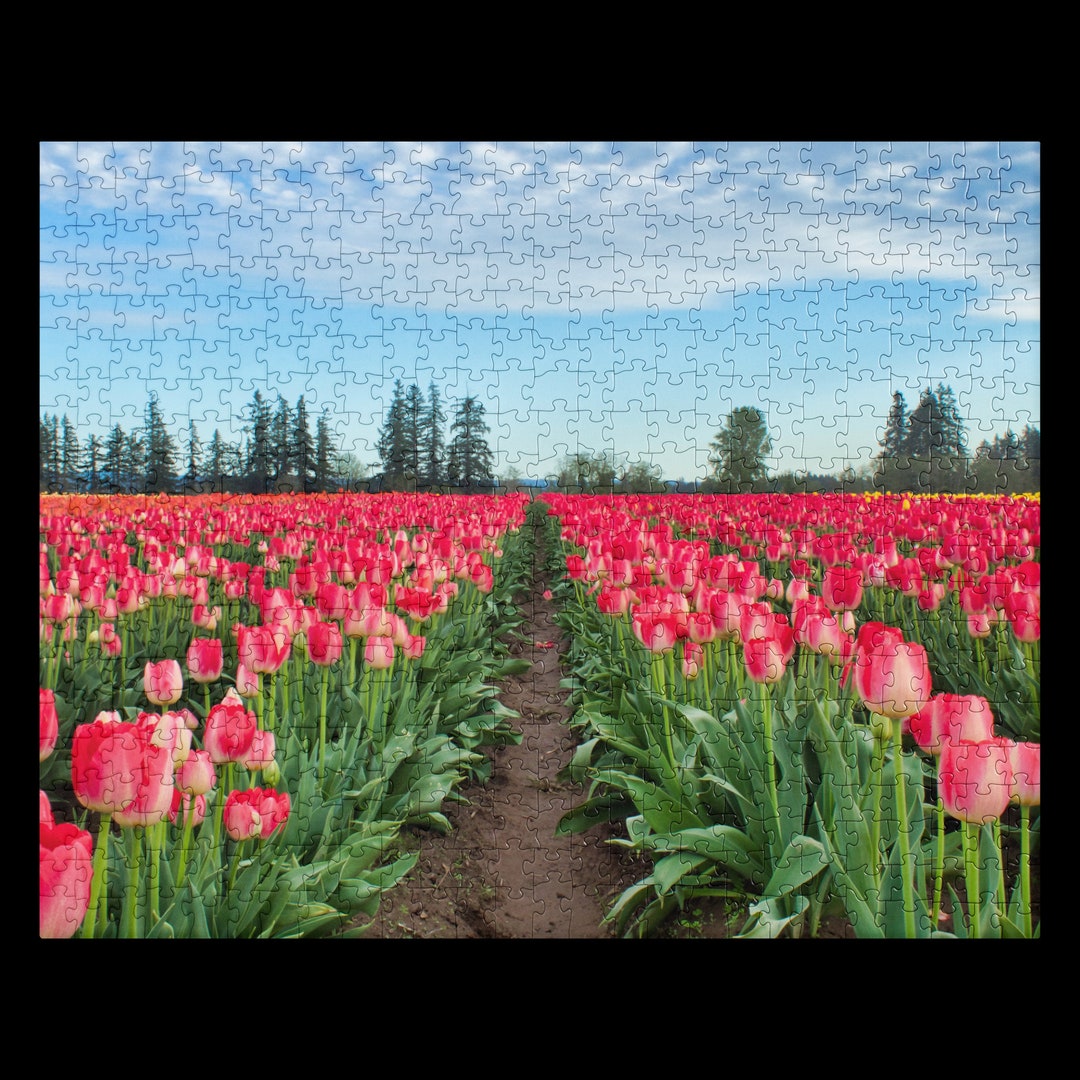 Pink Tulip Field Jigsaw Puzzle - Etsy