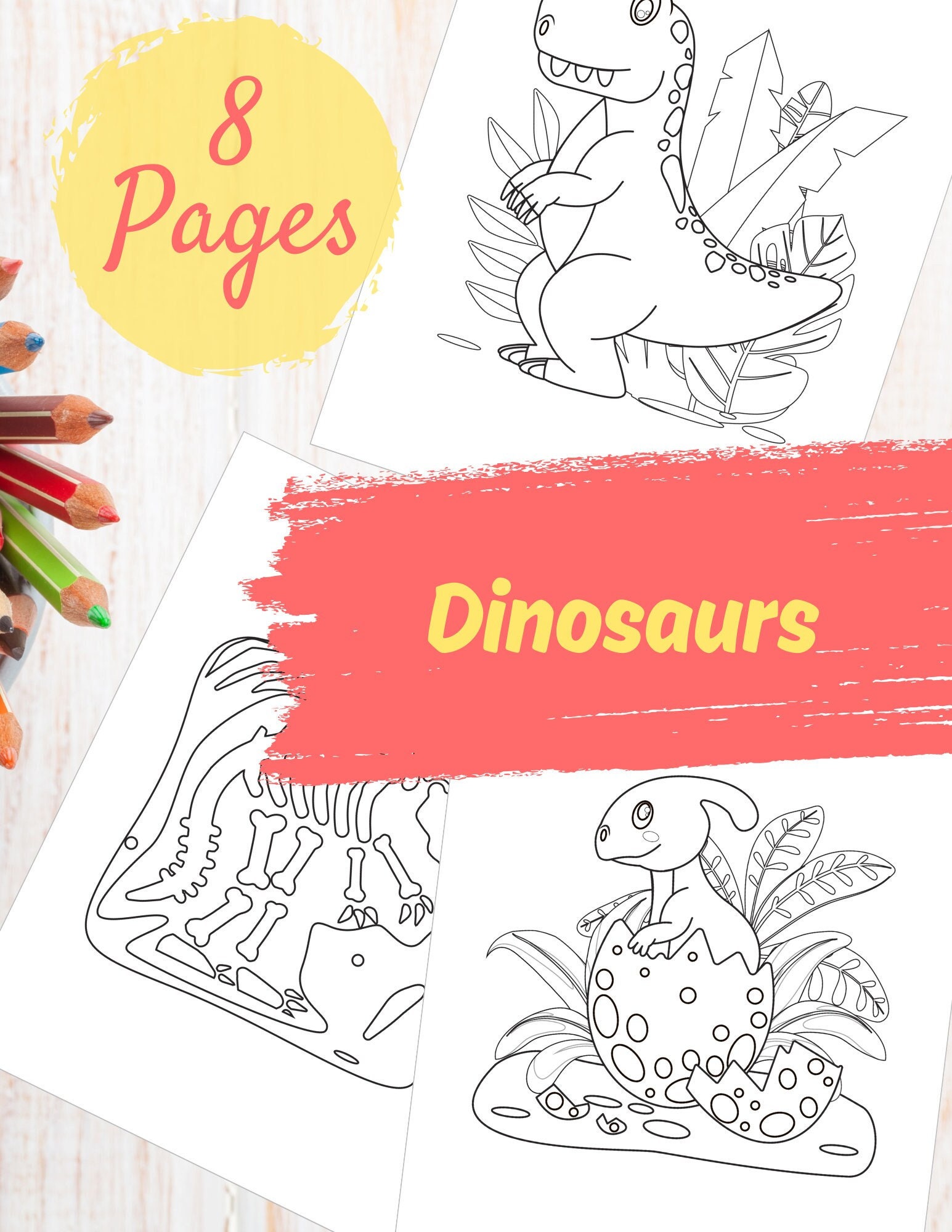 Dinosaurs Printable Coloring Book for Kids, Toddler/preschool/prek ...