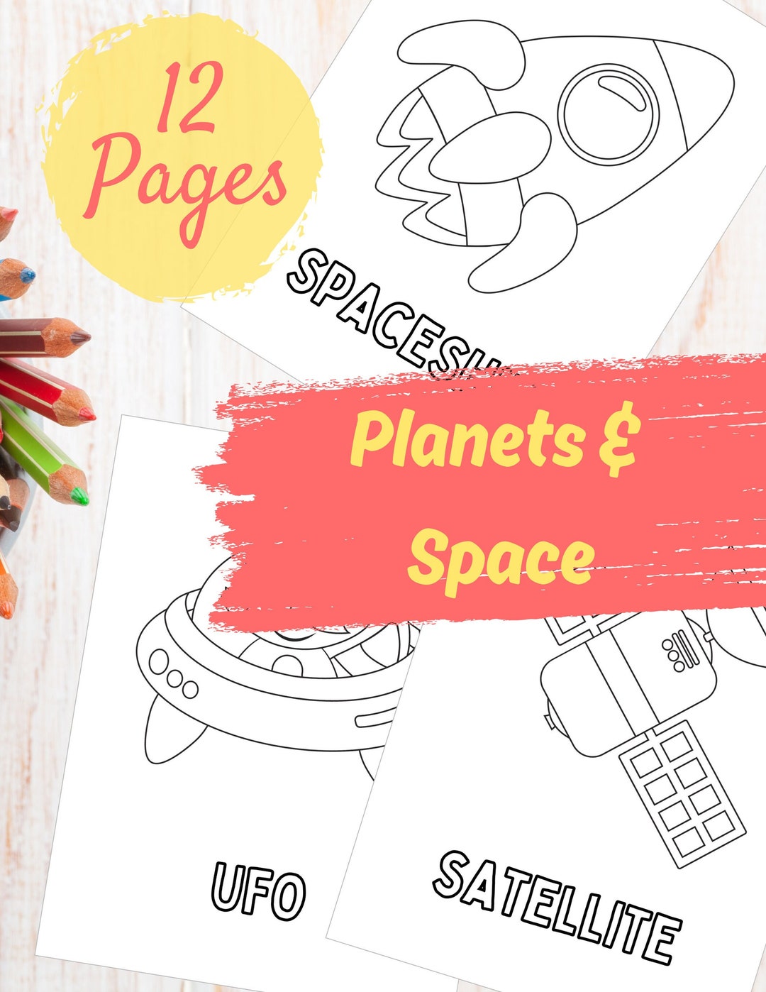 Space & Planets, Printable Coloring Book for Kids, Toddler/preschool ...