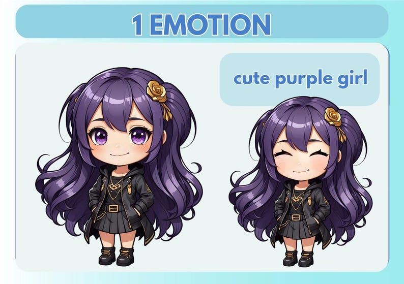 Cute Purple Girl Pngtuber Avatar – Vtuber Asset, Reactive PNG Model for ...