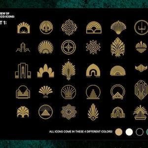 Art Deco Design Bundle: Icons, Borders, Elements (digital Clipart) - Etsy