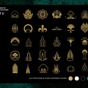 Art Deco Design Bundle: Icons, Borders, Elements (digital Clipart) - Etsy