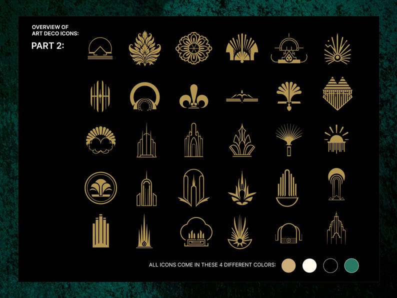 Art Deco Design Bundle, SVG Files, Borders, Icons, Design Elements ...
