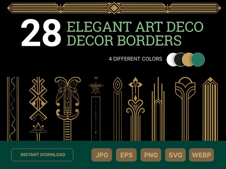 Art Deco Border Clipart: Border Designs, Decorative Elements SVG ...