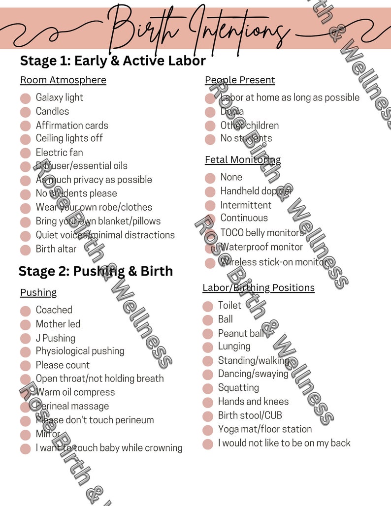Birth Plan Canva Template - Etsy
